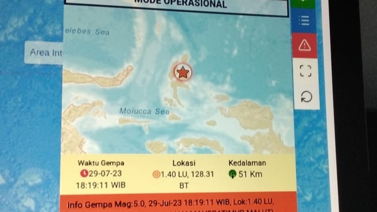 Halmahera Timur Diguncang Gempa Tektonik M 5,0, Tidak Berpotensi Tsunami